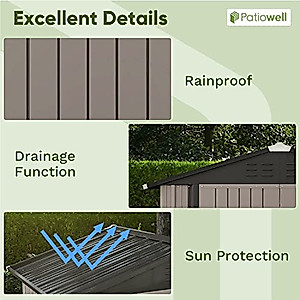 Patiowell 6x4 FT Outdoor Storage Shed, Garden Tool Storage Shed with Sloping Roof and Double Lockable Door, Outdoor Shed for Garden Backyard Patio Lawn, Brown