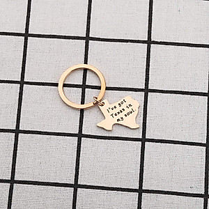 CHOROY Texas Sign Keychain Long Distance Relationship Gift Texas Jewelry Moving Away Gift For Her or Him (texas keychain rog)