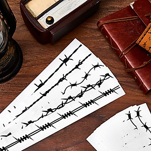 20 Pcs Barbed Wire Temporary Tattoos Barbed Fake Wire Tattoo Removable Black Arm Tattoo Stickers for Men Women Kids Halloween Costume Supplies Totem Body Art