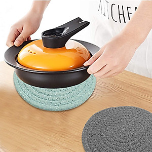4 Pcs Cotton Thread Weave Hot Pot Holders, AIFUDA Multi-use Hot Mats Non-Slip Stylish Coasters Insulation Hot Pads Trivet for Cooking and Baking