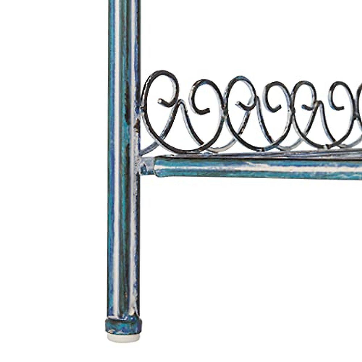 SAFAVIEH PAT5013C Outdoor Collection Abarrane Antique Blue Wrought Iron 4-Tier Corner Shelf