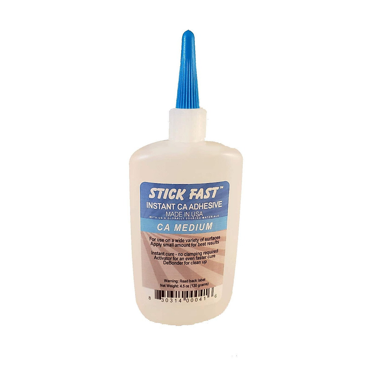 Stick Fast Cyanoacrylate Adhesives (CA) Glue Bottle, Multipurpose, Fast Bonding, Clear, Medium, 4.5 Ounces