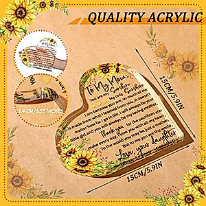 Mom Gift Mother in Law Gift Bonus Mom Gift to My Mom Acrylic Heart Sunflower Mothers Plaque Gifts Grateful Birthday Gifts for Mom Acrylic Best Mom Sign Acrylic Heart Sign from Daughter