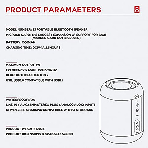 Bluetooth Speakers, Portable Wireless Speaker, Portable Waterproof Speaker with IPX6 Waterproof for iPhone, Samsung, 24H Playtime,Upgraded