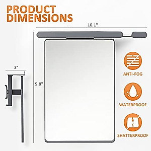 SWAMTIK Shower Mirror Fogless for Shaving with Razor Holder, Large Anti Fog Mirror Fogless Suction Wall Mounted NO-Drilling & Removable, Shatterproof & Waterproof - Men and Women (Grey)