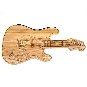 Guitar shaped cutting board wood for kitchen, Wooden serving platter charcuterie cheese board, Guitar accessories gifts, Ashwood Butcher Block, Unique guitar body music lover gift for men