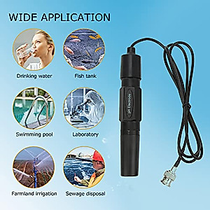 PH Probe Sensor, High Accuracy Waterproof Excellent Field Applicability PH Meter BNC Connector Replacement Parts for Aquaculture(1.2m)