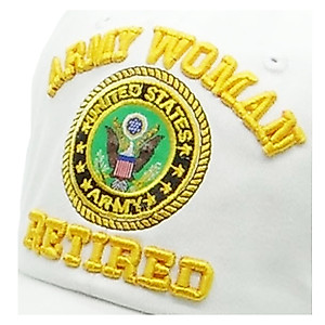Buy Caps and Hats Retired Army Woman Veteran Baseball Cap White Hat for Women Ladies Females Retirement Gift