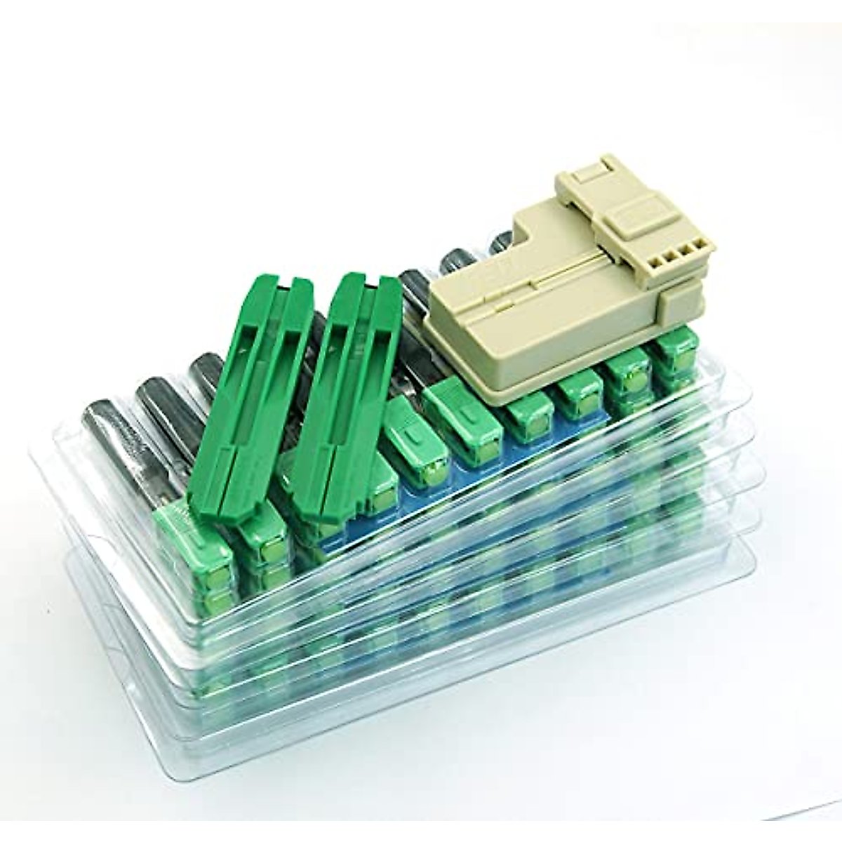100pcs LEITE SC APC Fiber Optic Quick Connector with Matched Tools Fiber Reusable Connectors Single Mode SM 9/125 Mechanical Fast Connectors Adapter for FTTH CATV Network Instrument