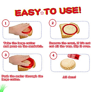 Sandwich cutter and sealer Set Uncrustables Sandwich Cookie Bread Pancake Maker Perfect for Kids Lunchbox and Bento Box (RED) …