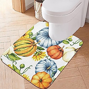 Pumpkins Sunflowers Bathroom Rug Mat Soft Absorbent Bathroom Rugs Mats Washable Bath Mats Rugs Non Slip Bath Mat Runner Rug for Bathroom Tub Bath, Rectangle Shower Rug