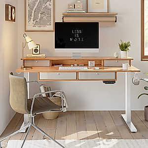 FEZIBO Height Adjustable Desk with 4 Drawers Storage and 3-Drawer Rolling Filing Cabinet