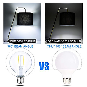 Energetic 12-Pack LED Globe G25 Dimmable Edison Light Bulb, 40 Watt Equivalent, 5000K,350LM, E26 Medium Screw Base, Christmas Light, G80 LED Edison Light Bulb, UL Listed…