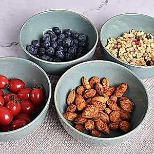 Bosmarlin Ceramic Soup Bowl Set of 4, 24 Oz, Cereal Bowl for Oatmeal, Dishwasher and Microwave Safe (5.75 Inches, Sage Green)