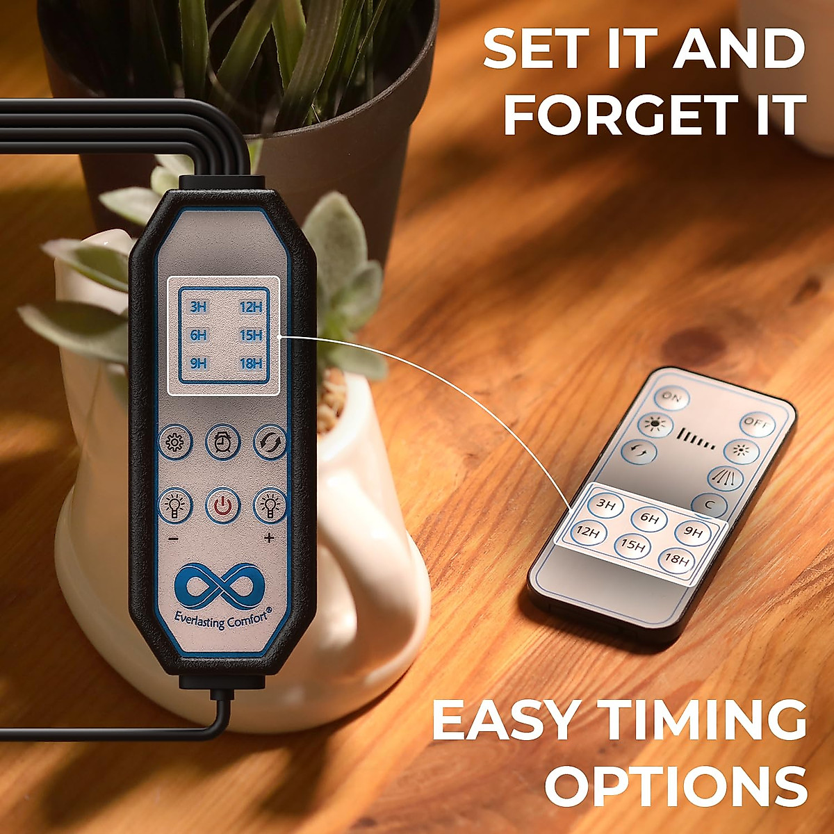 Everlasting Comfort Grow Lights for Indoor Plants Full Spectrum - Plant Lights for Indoor Growing (4 Lamps), 3-18 Hour Timer, Adjustable 63" Tripod, LED Grow Lights, Plant Light for Seed Starting