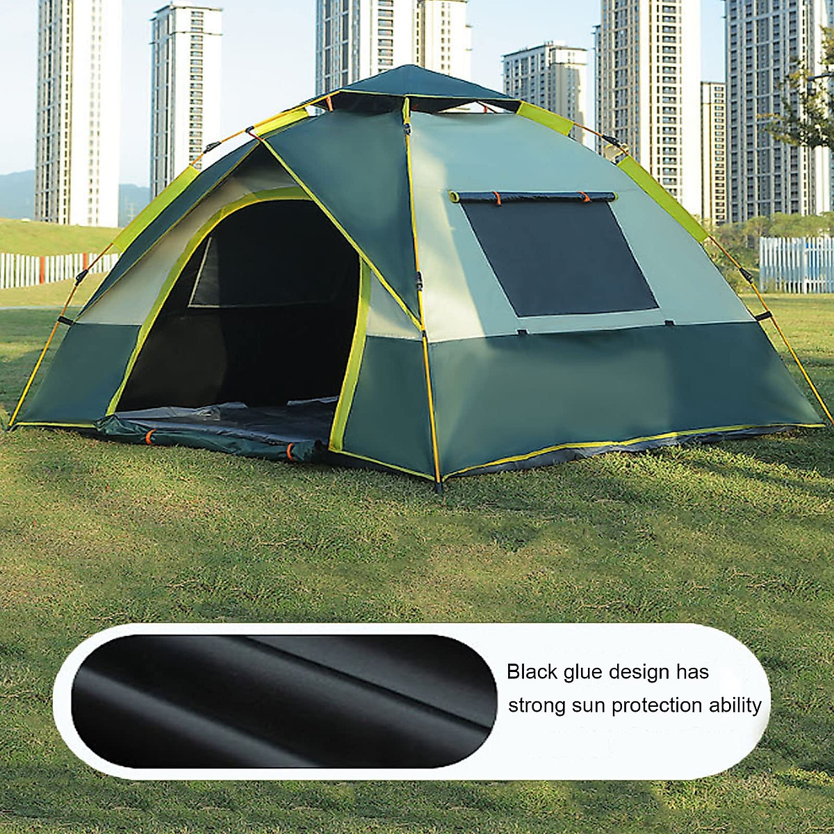 Camping Tent - 2-4 Person Easy Pop Up Tent with 2 Doors & 2 Windows,Waterproof Instant Tent,Lightweight & Portable Family Tents for Outdoor Camping, Hiking & Traveling (Green,3-4 People)