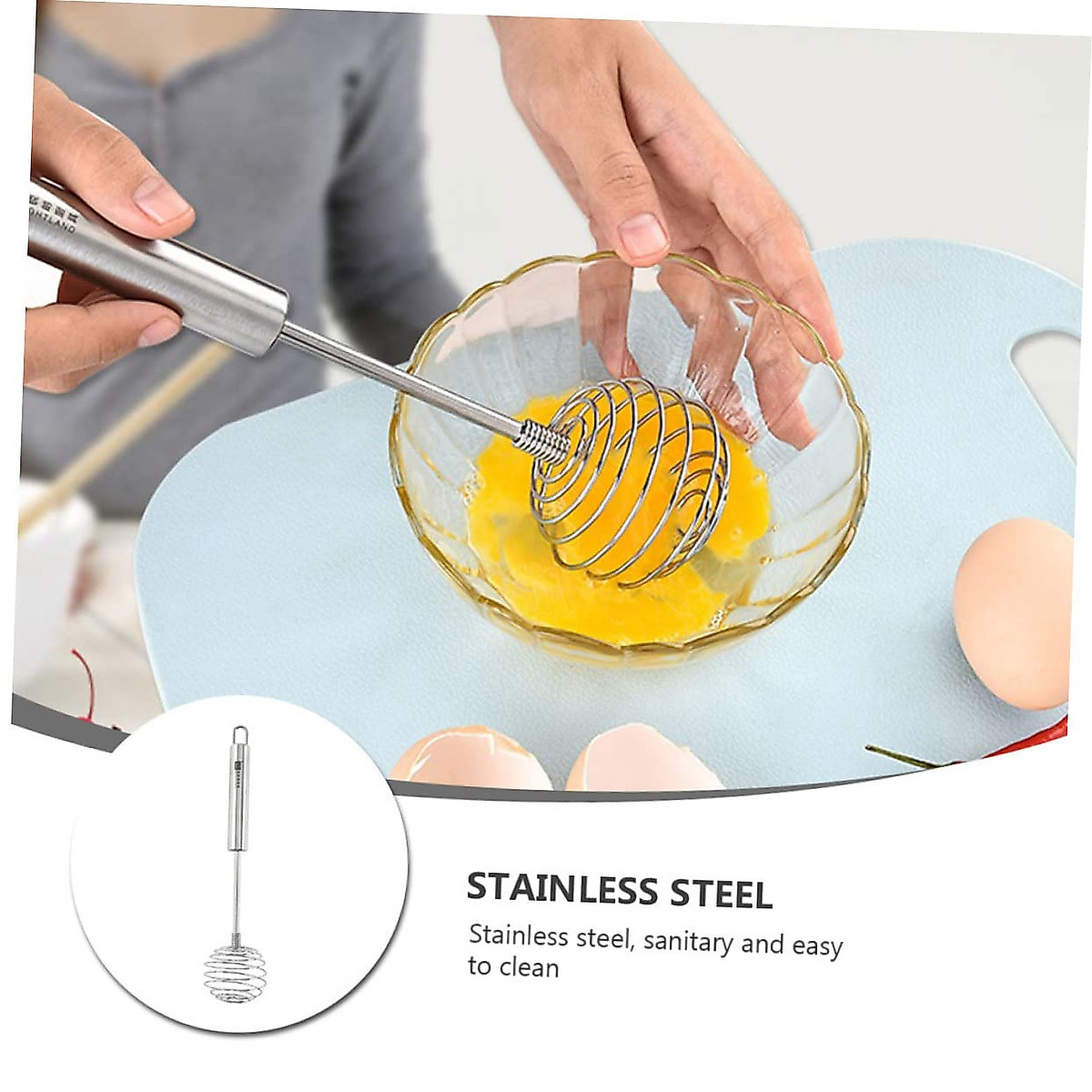 SHOWERORO Stainless Steel Beater Whisk Hand-held for Cooking Whisk for Sauce Beverage Non Design