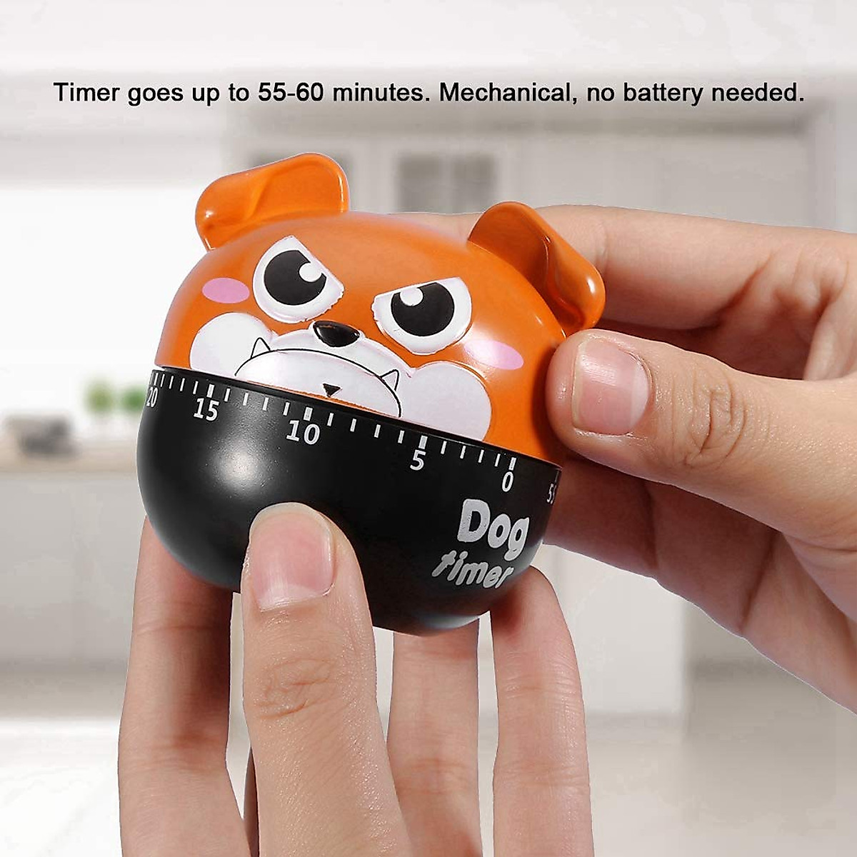 Mechanical Kitchen Timer Cute Dog Shape 55-Minute Countdown Timer No Battery Required Clock Cooking Baking Reminder Timing Tool(Brown)