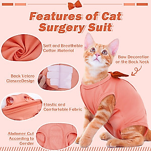 OUOBOB Cat Recovery Suit, Cat Onesie for Cats After Surgery Female Male, Cone of Shame Alternative Surgical Spay Suit, Cat Body Suit Preventing Cats from Licking Wounds Weaning Neuter Orange L