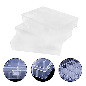 VICASKY 3Pcs Clear Organizer Box with Dividers 12 Compartment Bead Organizer Hardware Accessories Box Earrings Organizer for Bead Storage Fishing Tackle Loom Bands