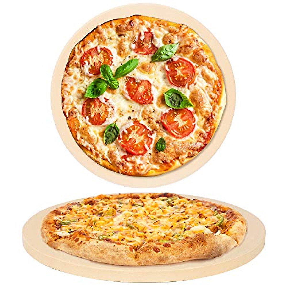 ROCKIMPACT 15 Inch Pizza Stone, Round Baking Stone for Oven and Grill, 5/8" Thick Cordierite Oven Stone for Crispy Crust Pizza