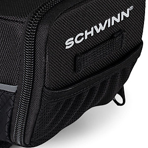 Schwinn Bike Bag, Pannier and Storage, Easy to Attach, Hold Cell Phones, Snacks, Wallet, Mounted Bicycle Accessories Seat Pack, Black