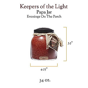 A Cheerful Giver — Evenings on the Porch - 34oz Papa Scented Candle Jar with Lid - Keepers of the Light - 155 Hours of Burn Time, Gift for Women, Red