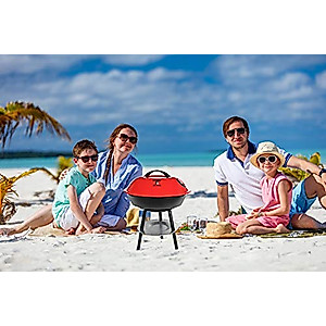 Moss & Stone Premium Portable 14Inch BBQ | Ultimate Outdoor Charcoal Barbecue Grill with Removable Legs & Ash Catcher | Portable BBQ Table Stand & 2 Chrome Plated Grilling Grates | Mesh Edges