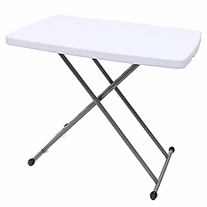 CNCEST Foldable Tray Table Small Personal Folding Table Indoor Outdoor Commercial Portable Dining Table Snack Desk Adjustable Height Stand Up Folding Desk for Home Garden Office White 30.31x19.69