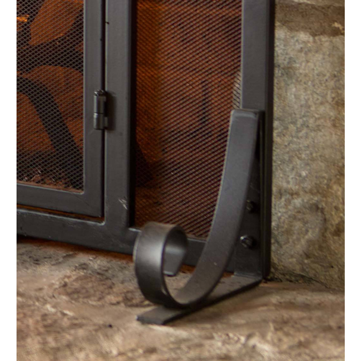 Plow & Hearth Metal Fireplace Screen Tree of Life Black | 38" W x 31" H | Flatguard | Spark Guard Grate | Iron Fire Place Cover | Wood Stove Accessories