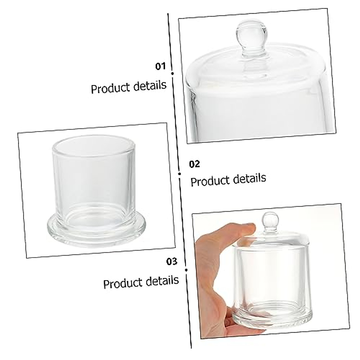 Garneck 1 Set Candlestick Food Glass Dome Glass Candle Cups Food Serving Cover Glass Container with Lid Clear Glass Bell Jar Desert Cloche Dome Candle Holder Dome Crystal Household Cake