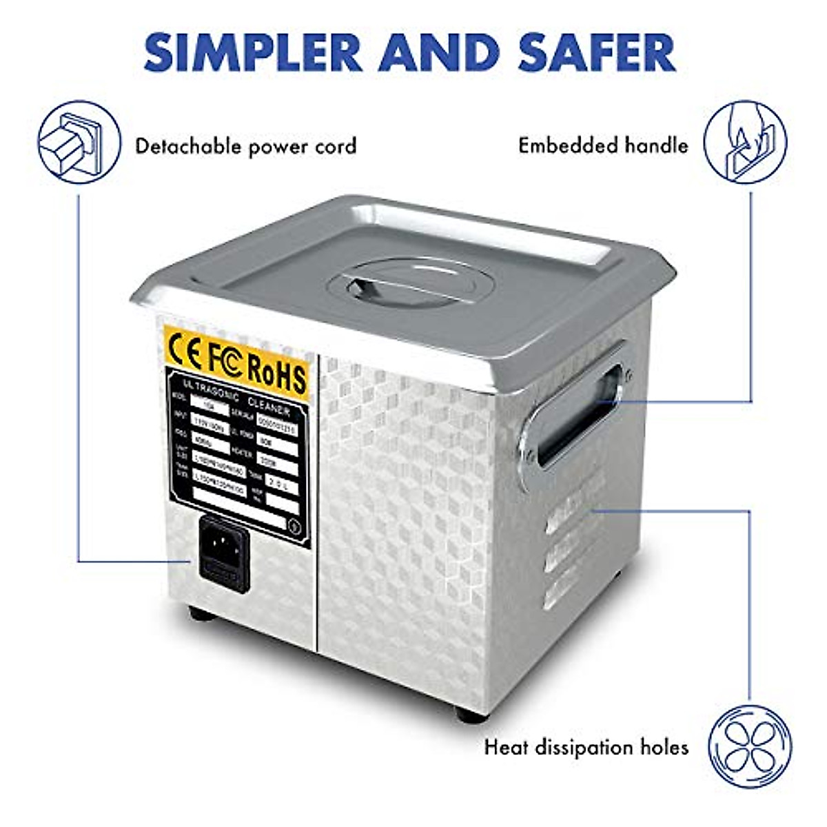 Ultrasonic Cleaner 200W Heated Parts Cleaner 2L (1.5L liquid capacity) for Small Carburetors Injectors Guns Bullets Brass and Jewelry Professional Stainless Steel Ultrasonic Bath 2023 Upgrade