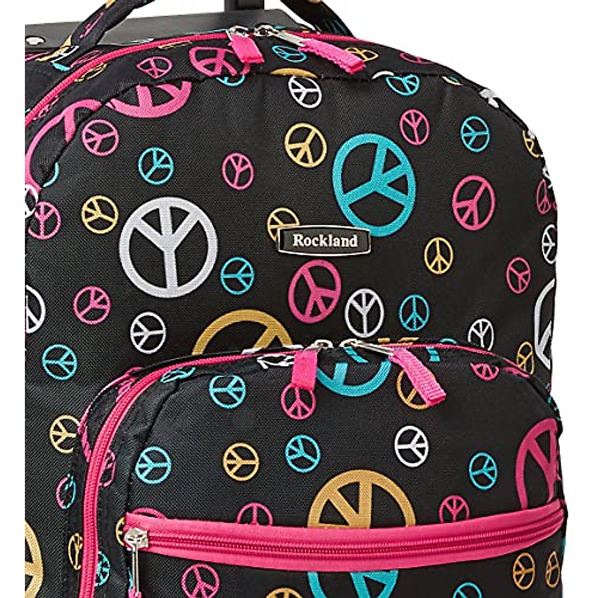 Rockland Double Handle Rolling Backpack, Peace, 17-Inch