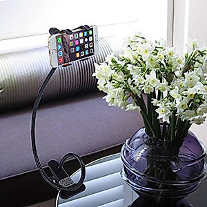 R RECOMFIT 360-degree Rotating Universal Flexible Long Arm Mobile Phone Holder Mount Lazy Holder Kit Hands Free Mobile Phone Gooseneck Mount for Bed Desktop for iPhone/Samsung/HTC Etc (Black)