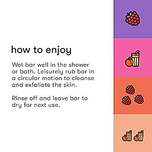 ANIHANA Sugar Scrub Soap Bars 4 Pack with Coconut Oil, Moisturizing, Exfoliating Body Scrub, Refreshing Raspberry Vanilla and Peach Smoothie Scents 3.6 Oz each