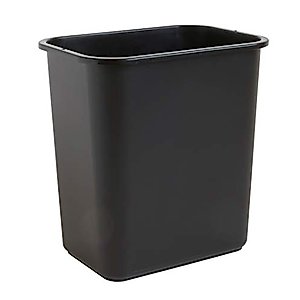 United Solutions 7 Gallon / 28 Quart Efficient Trash Wastebasket, Fits Under Desk, Small, Narrow Spaces in Commercial, Kitchen, Home Office, Dorm, Easy to Clean, 1 Pack, Black