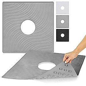 Vive Shower Mat - 22" by 22" Square Non Slip Large Bath Mat for Bathtub - Patented Design - Suction Cup Traction Skid Pad for Stalls Floors Tub - Textured Rubber with Drain Hole
