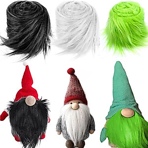 Faux Fur Fabric 2PCS Fake Fur Plush Fabric Precut Strips Fluffy Fuzzy Craft Fur for Gnomes Beard Hair Decoration (Black)