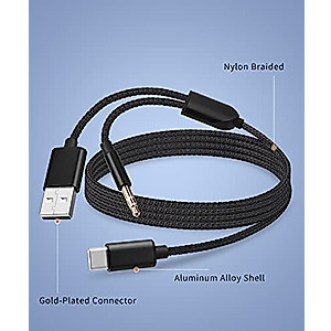 USB C to 3.5mm Aux Cable, 2 in 1 USB C to 3.5mm Car Stereo Aux Headphone Jack Cable with USB C Charging Compatible with Samsung Galaxy S23/S22 Ultra/S21/S21FE/S20/Note 20, Pixel 7/7Pro/6/6Pro/5/4/3XL