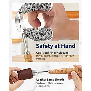 Lorzon Bread Lame with Storage Box, Sourdough Scoring Tool with 10 Razor Blades and Cut-Proof Finger Sleeves, Scoring Knife for Bread Baking