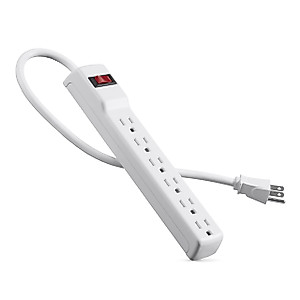Belkin Power Strip Surge Protector - 6 AC Multiple Outlets, 2 ft Long Heavy Duty Metal Extension Cord for Home, Office, Travel, Computer Desktop & Phone Charging Brick - 200 Joules, White (2 Pack)