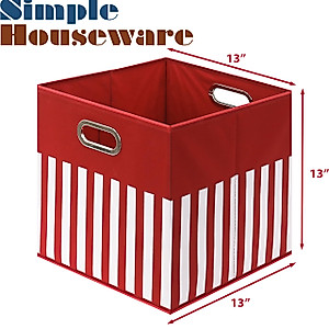 Simple Houseware 3 Pack 13" Printing Fabric Cubic Storage Bin with Handles, Red