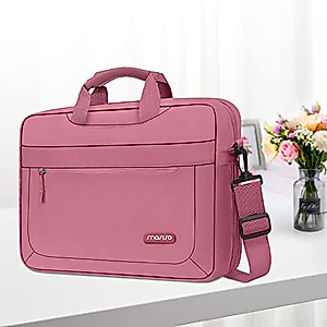 MOSISO Laptop Shoulder Messenger Bag Compatible with MacBook Air 15 inch M2 A2941/Pro 16 inch M3 A2991 M2 A2780 M1 A2485 A2141,15-15.6 inch Notebook with Adjustable Depth at Bottom, Dusty Rose