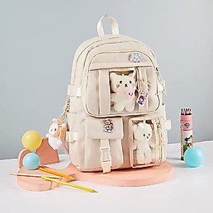 BUNXIZHUN kawaii backpack for school girls cute backpack for women with kawaii pin and accessories cute aesthetic kids backpacks Mochilas Escolares Para Niñas middle school girls kawaii backpack