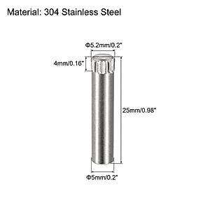 Tool parts 5x25mm 304 Stainless Steel Dowel Pins - 5Pcs Knurled Head Flat End Dowel Pin