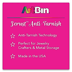 ArtBin 6847AG Medium Anti-Tarnish Box with Removable Dividers, Jewelry & Craft Organizer with Anti-Tarnish Technology, [1] Plastic Storage Case, Clear with Aqua Accents