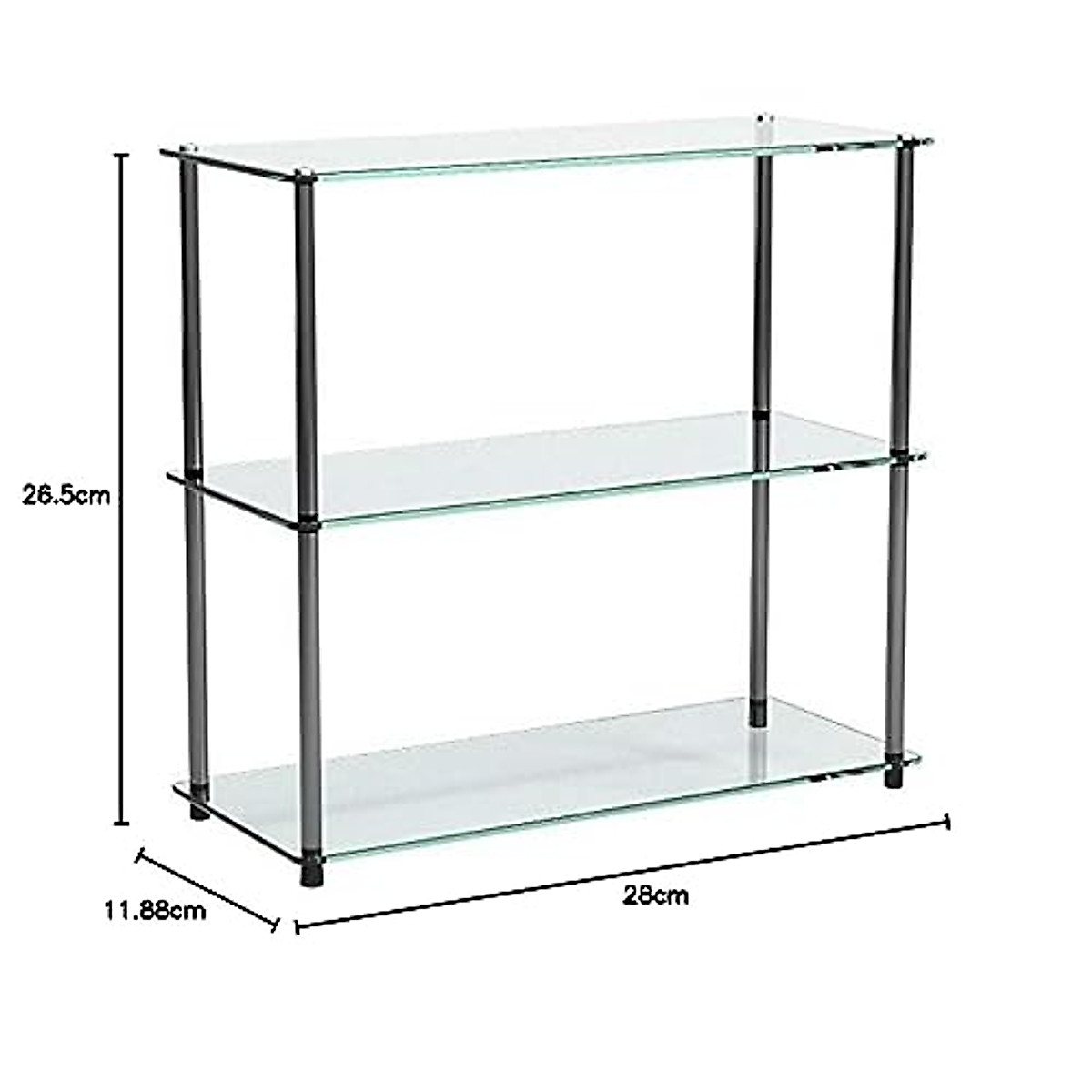 Convenience Concepts Designs2Go Classic Glass 3 Shelf Bookshelf, Glass