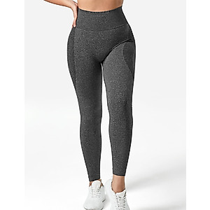YEOREO Women Seamless Workout Leggings Gym High Waist Smile Contour Yoga Pants Gray