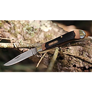 Old Timer 194OT Gunstock Trapper Lockblade Traditional Folding Pocket Knife with 3.1in Clip Point Blade, Nickel Silver Bolsters, and Sawcut Handle for Hunting, Camping, Whittling, EDC, and Outdoors ,Black