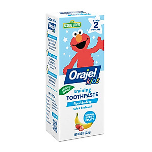 Orajel Kids Elmo Training Toothpaste Fluoride-Free; #1 Pediatrician Recommended Fluoride-Free Toothpaste*, 1.5oz Tube